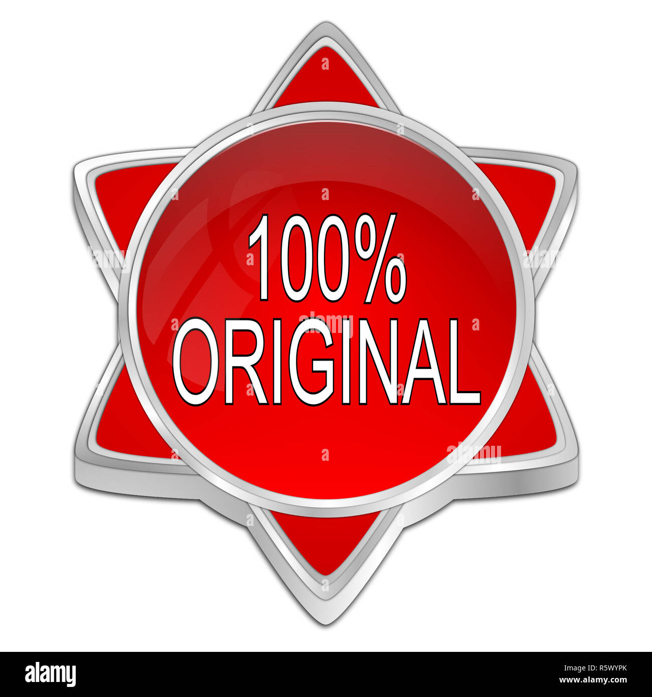 red 100% Original button - 3D illustration Stock Photo - Alamy