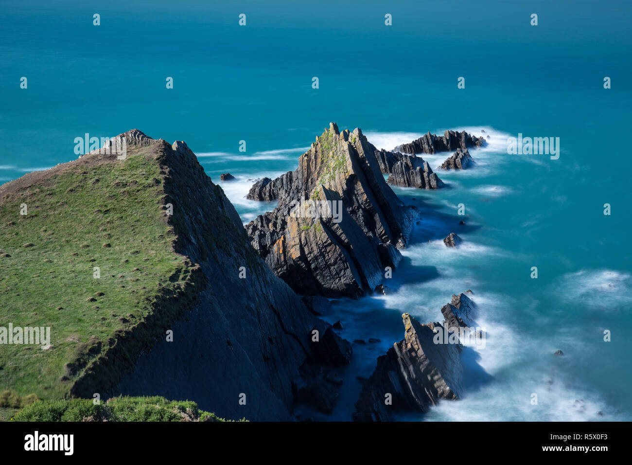 beautiful and rugged North Devon coastline at Hartland Quay along the ...