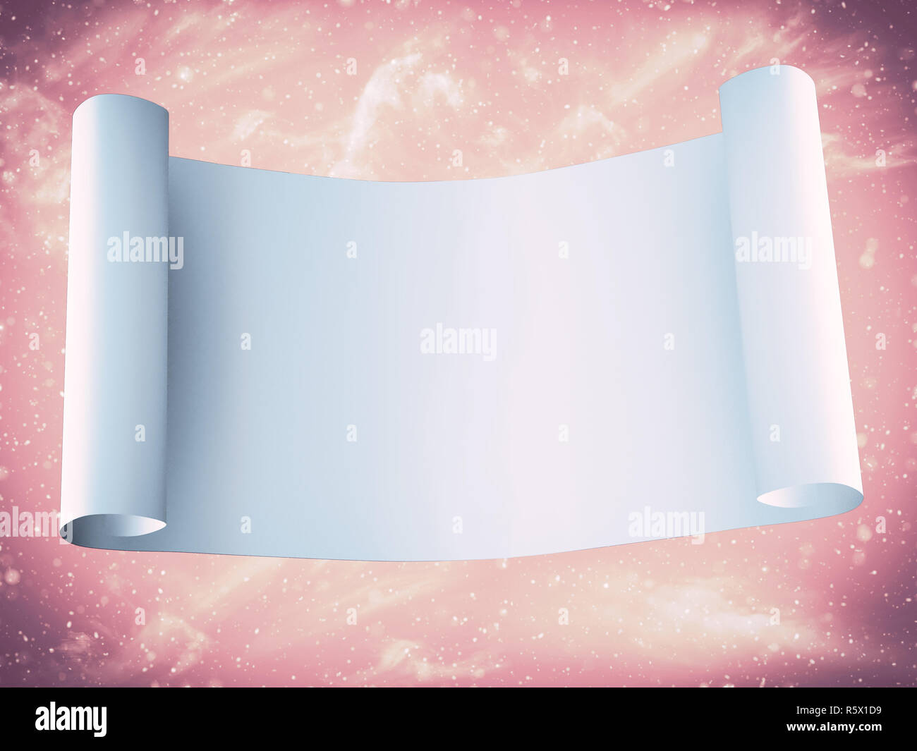 3D rendering of a magical fairytale blank scroll with a sparkling ...