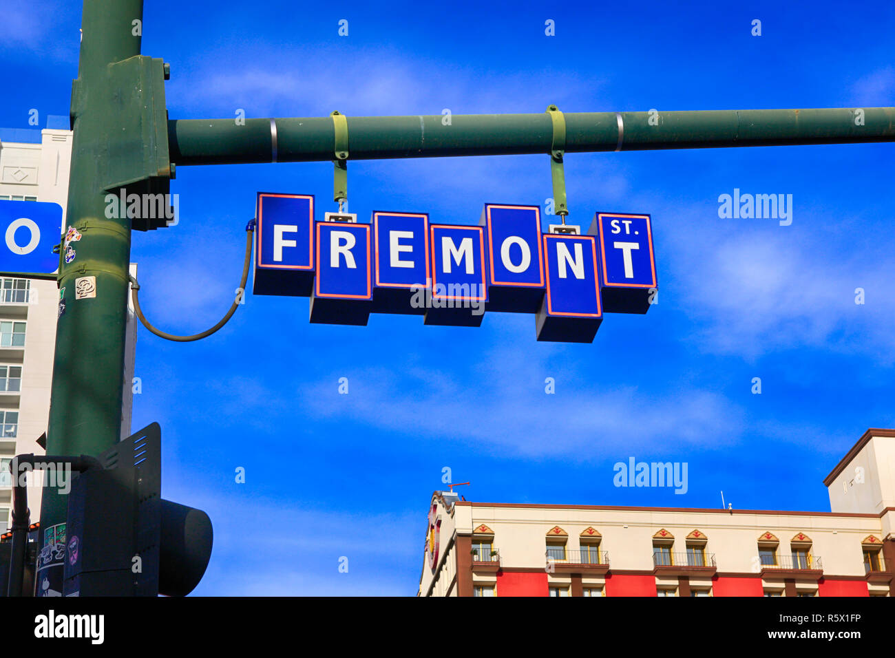 Freemont Street overhead street sign in downtown old Las Vegas, Nevada ...