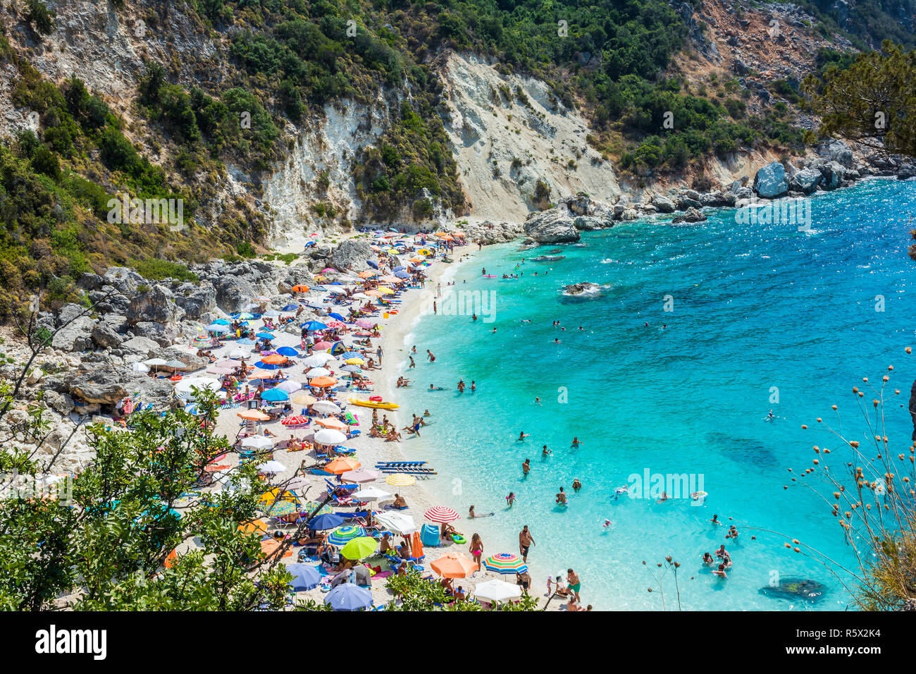 Lefkada island, Agiofilli beach, Greece - August 29 2016: Summer ...