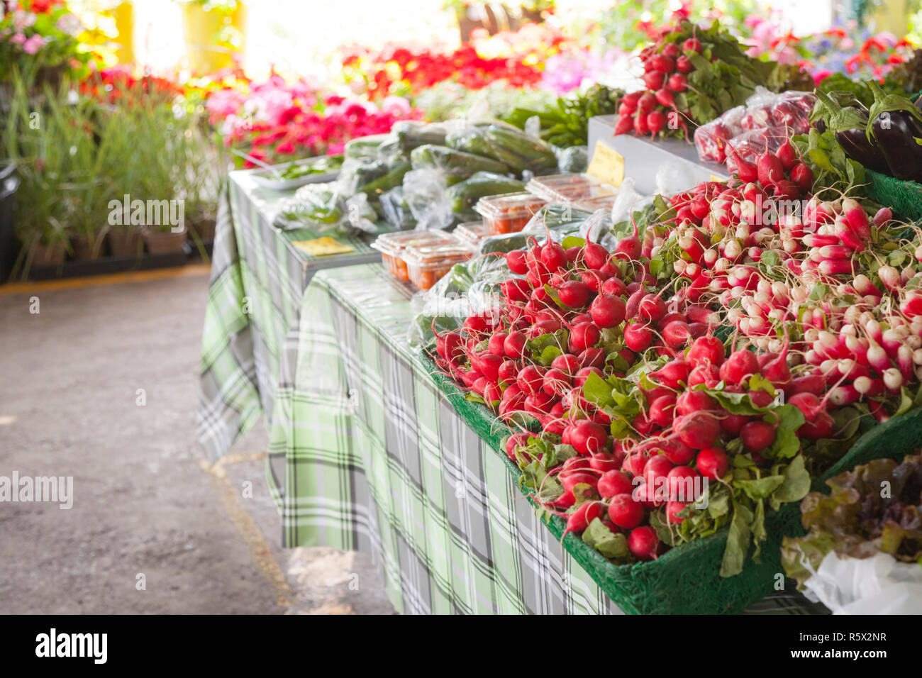 Vegetable stand at local growers market Stock Photo - Alamy