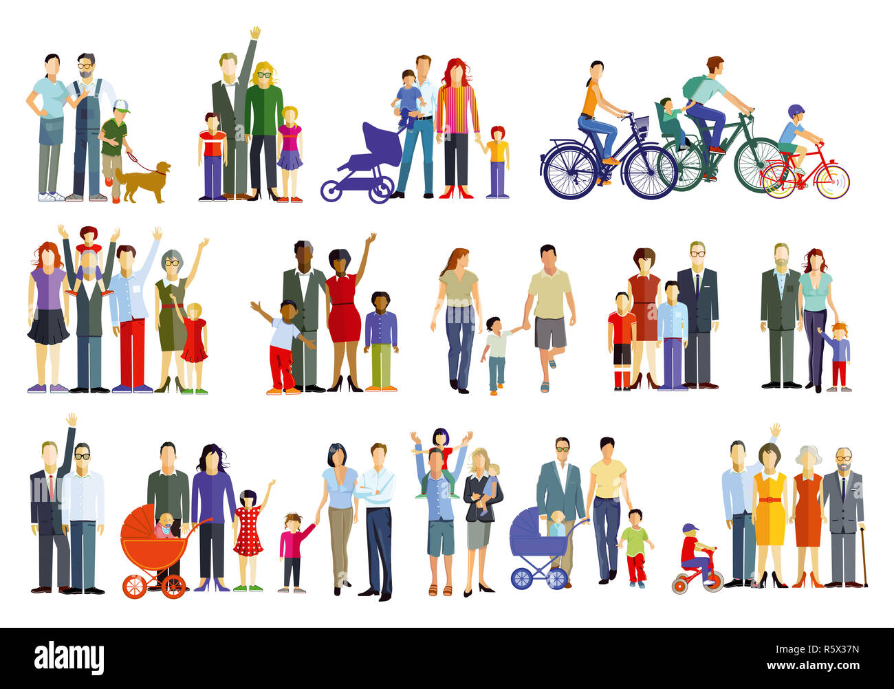 cheerful parents groups with children Stock Photo - Alamy