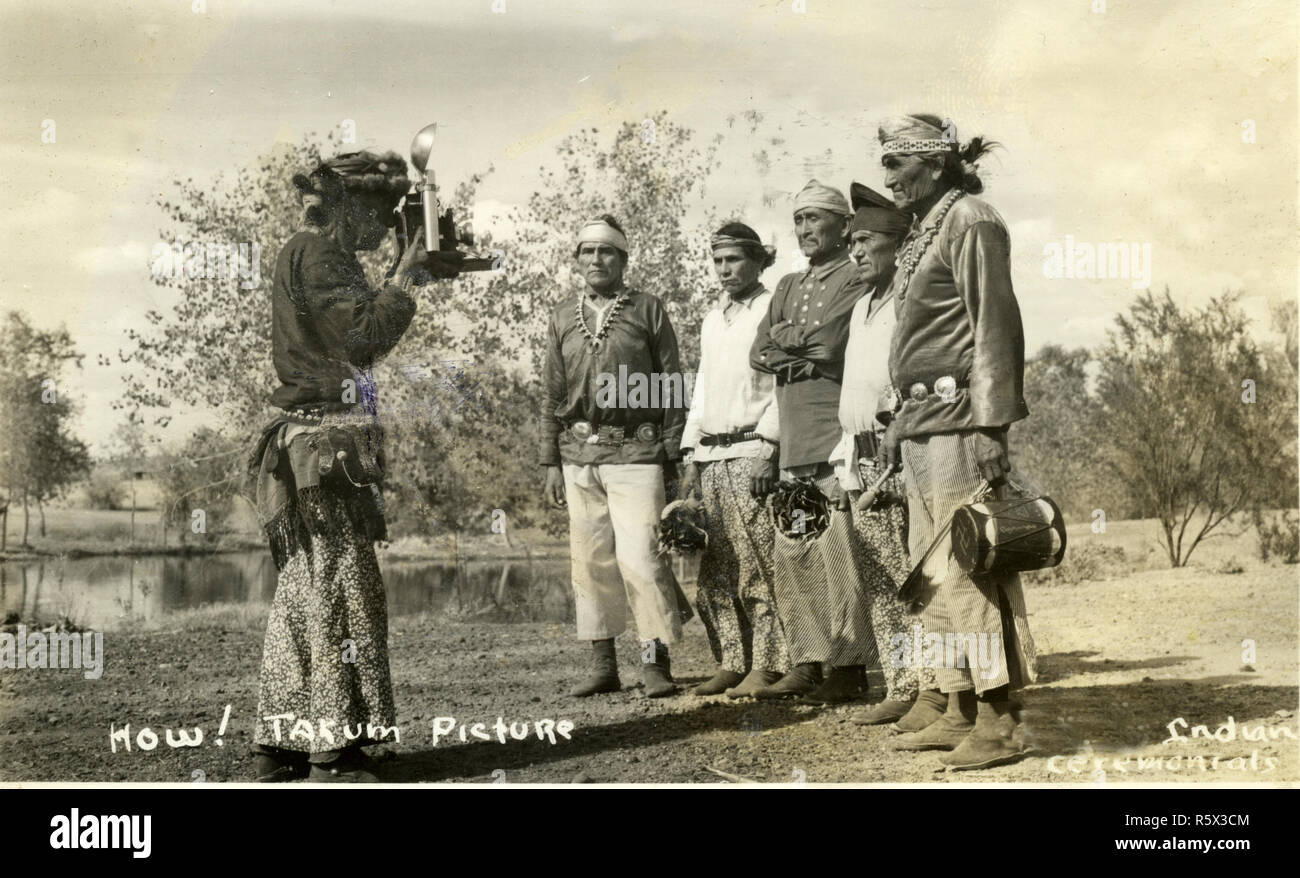 Hopi or Navajo Native American Indian photographer with speed graphic ...
