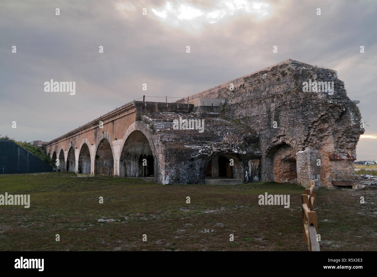 Remains of the fort wall at Fort Pickens, Florida following an ...