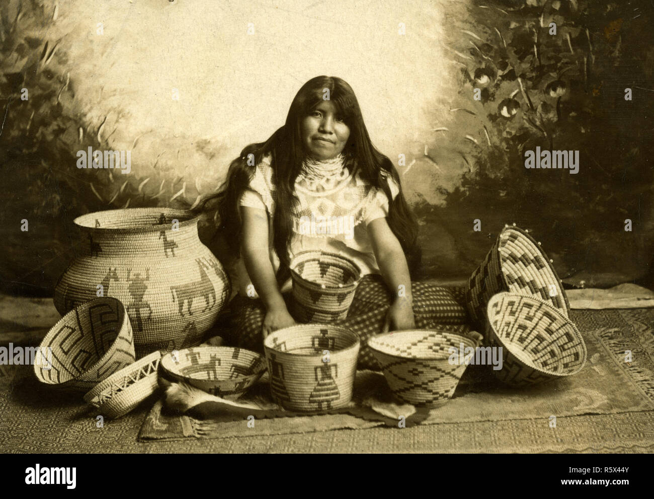 Female Maricopa Indian Basketmaker ca 1900 Stock Photo - Alamy