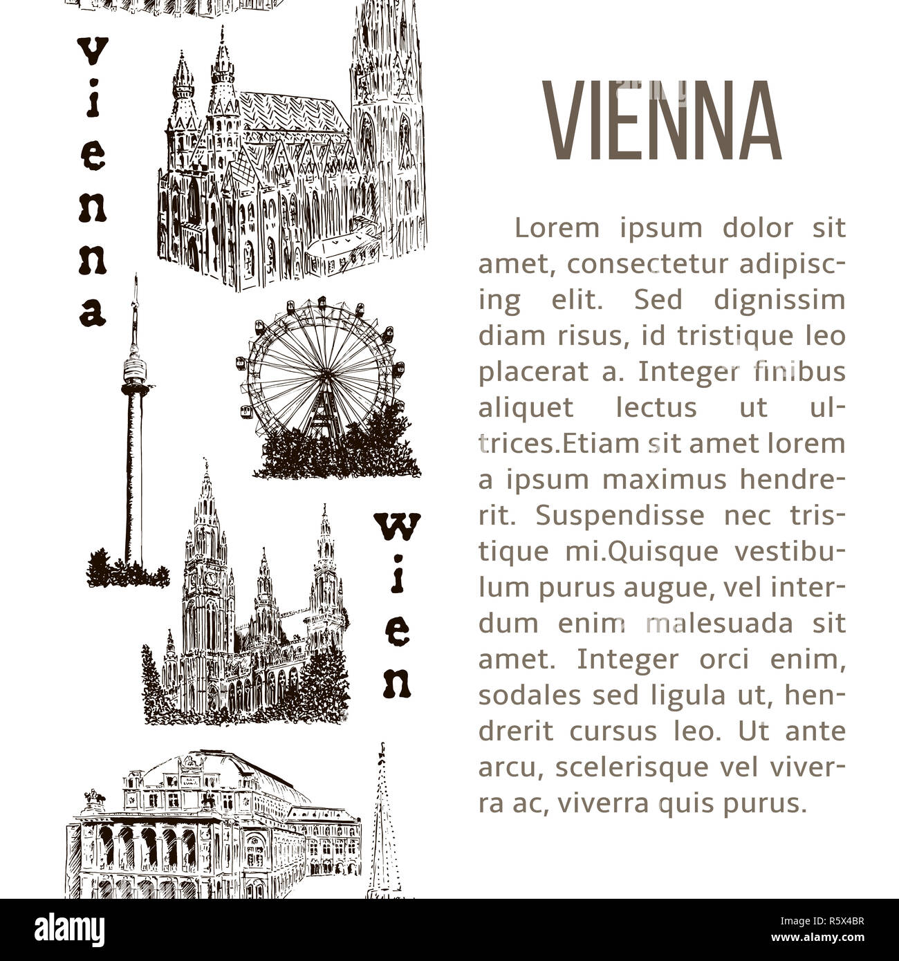 Set of Vienna symbols. vertical stripe with description text Stock ...