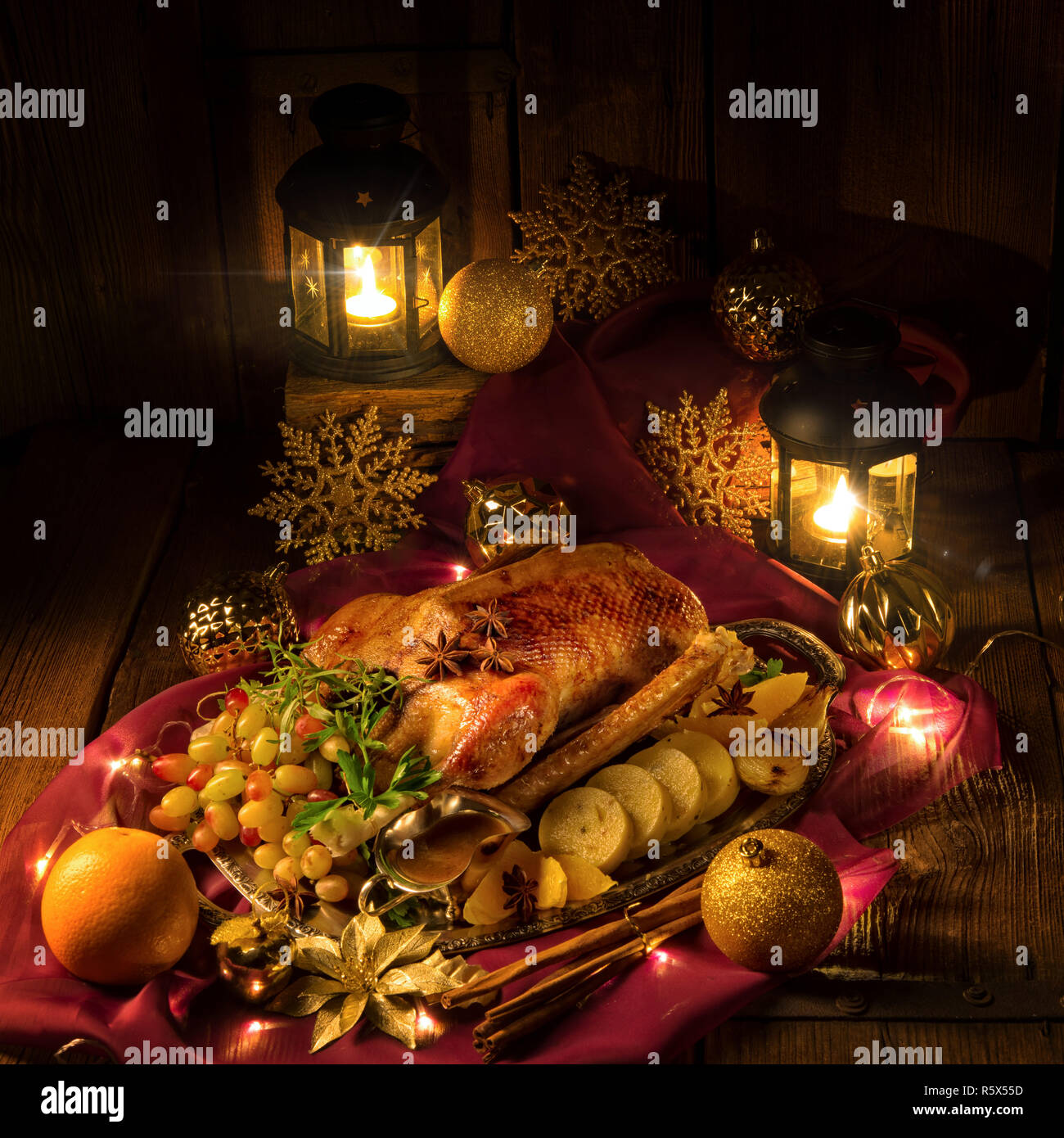 christmas goose dinner Stock Photo - Alamy