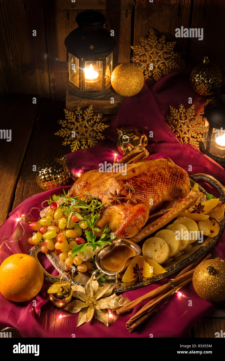 christmas goose dinner Stock Photo - Alamy
