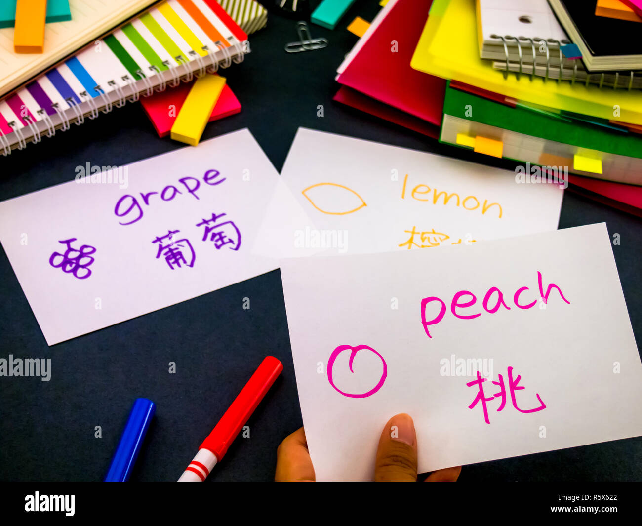 Learning New Language Making Original Flash Cards Mandarin Stock Photo ...