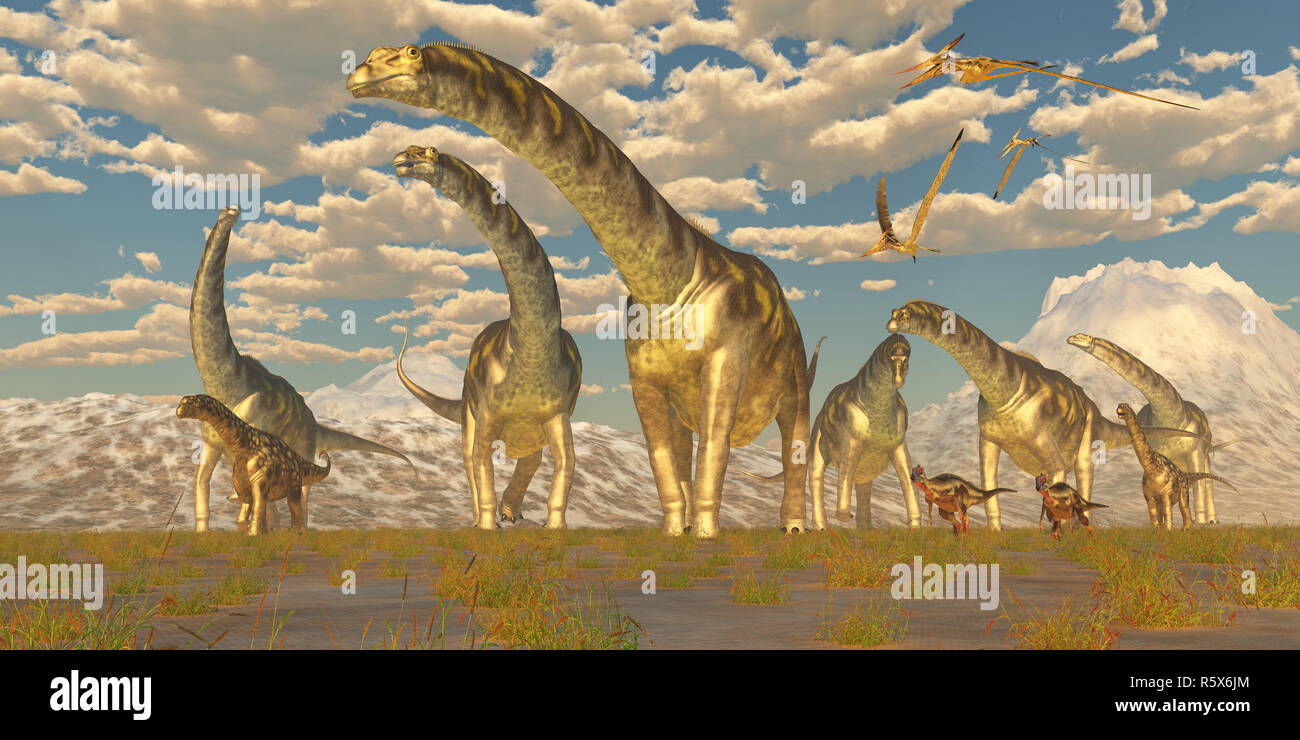 Argentinosaurus Herd Migration Stock Photo - Alamy