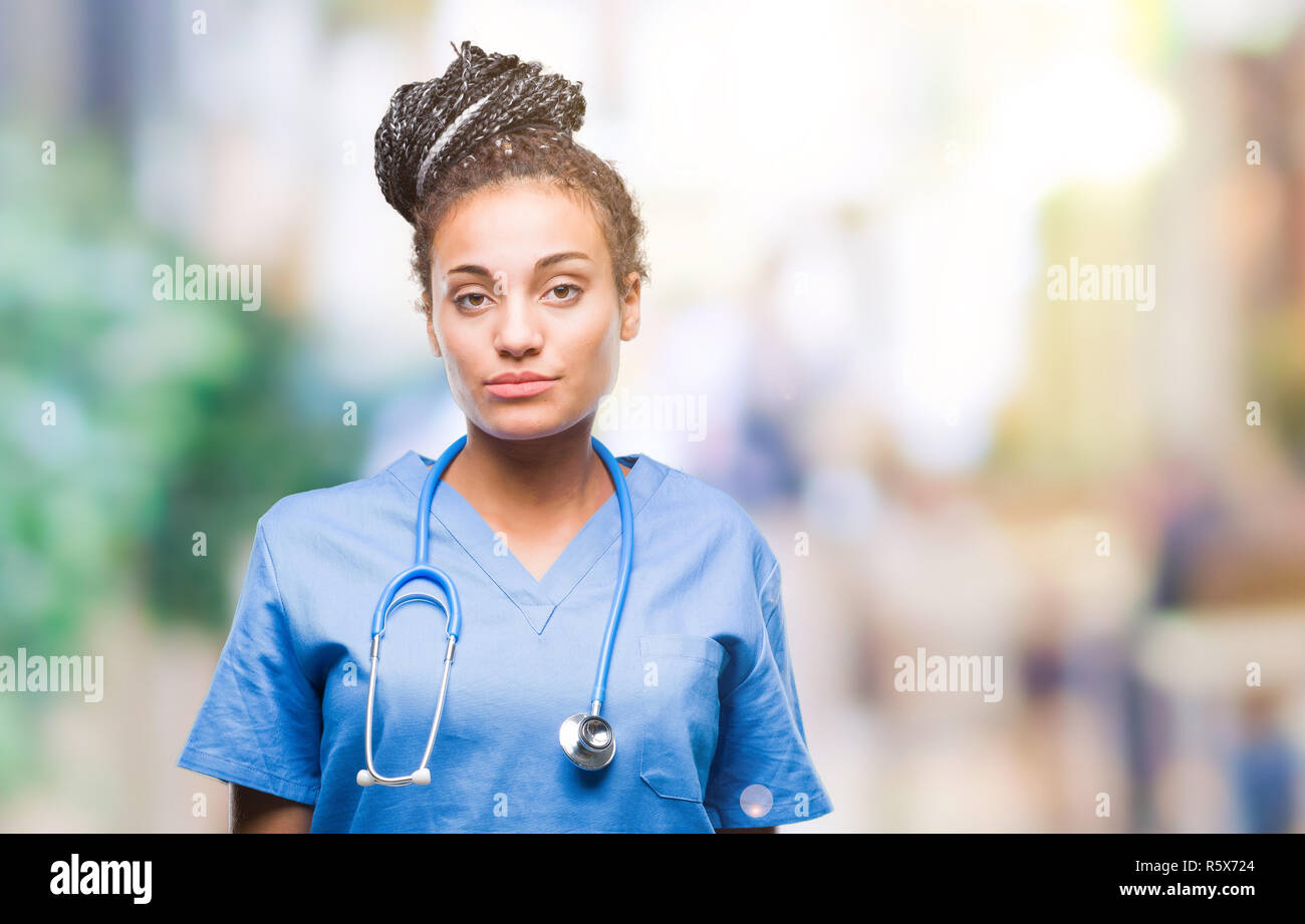 Young braided hair african american girl professional surgeon over ...