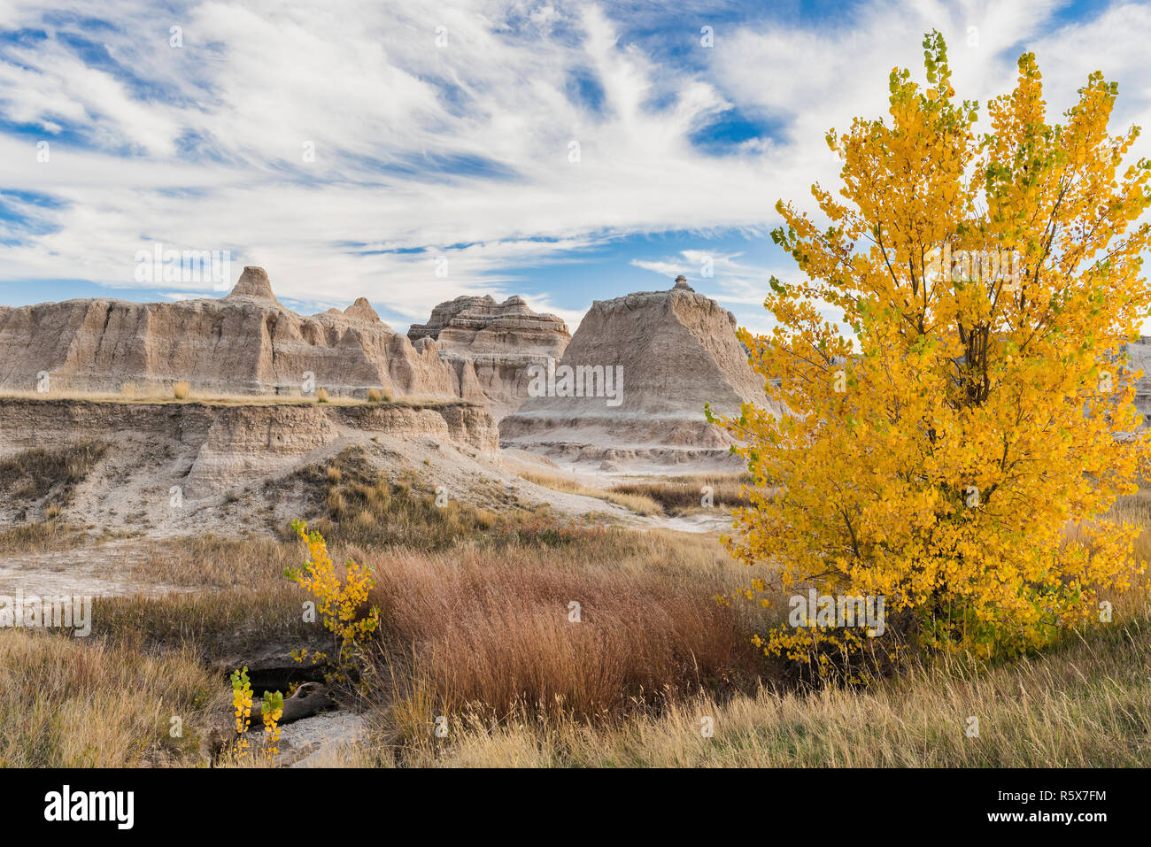 Erosion features near Castle Trailhead, October, Badlands National Park ...