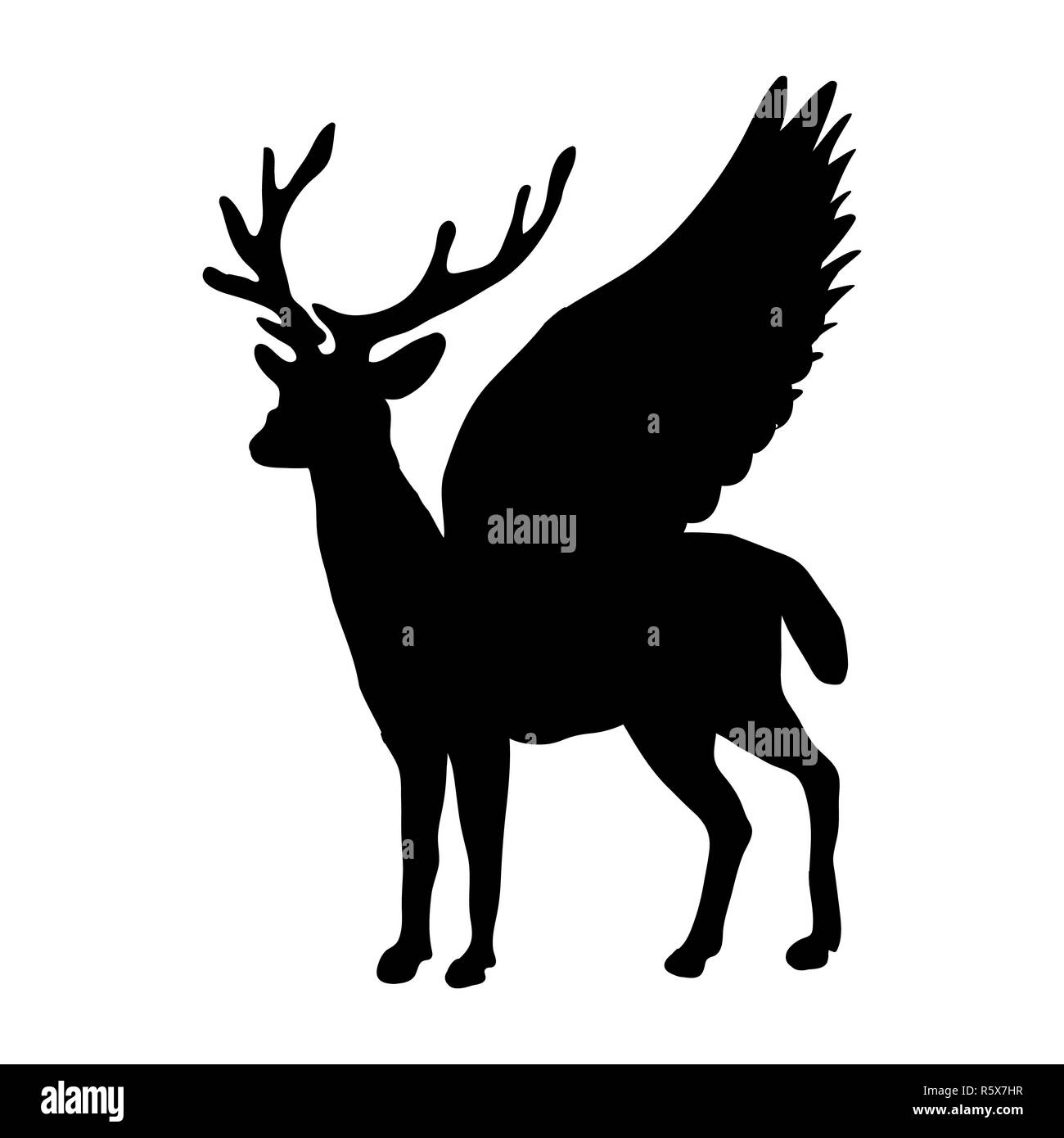 Deer Peryton silhouette ancient mythology fantasy Stock Photo - Alamy