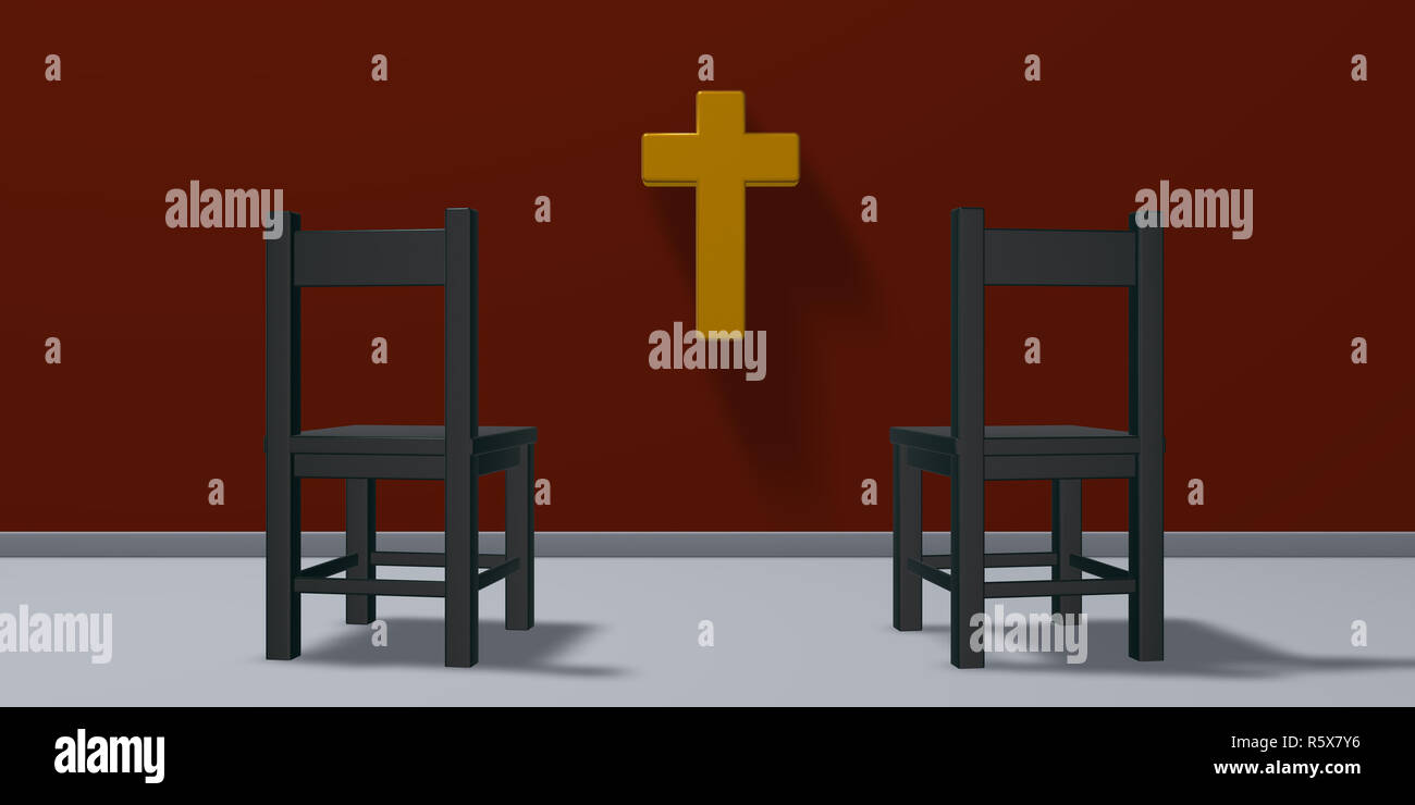 two chairs and christian cross Stock Photo - Alamy
