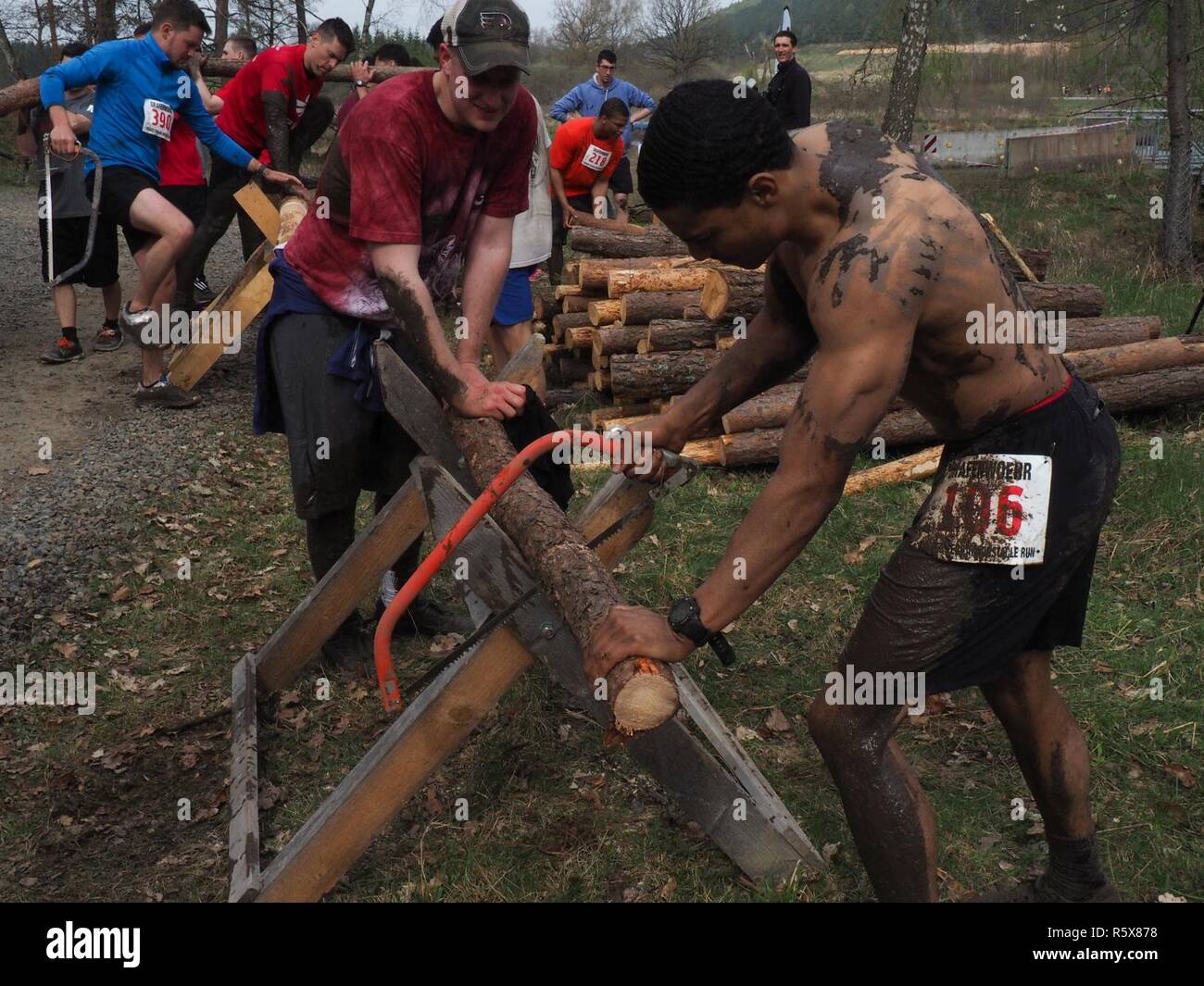 Runners participate in the annual Rugged Terrain Obstacle Run at ...