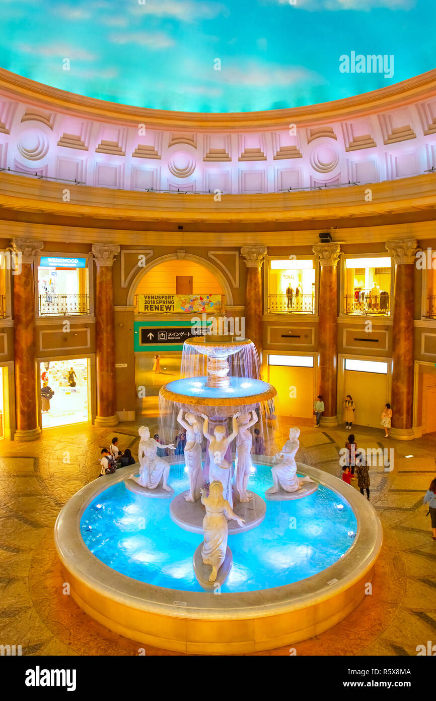 Tokyo, Japan - April 20 2018: Venus Fort is part of the Palette Town ...