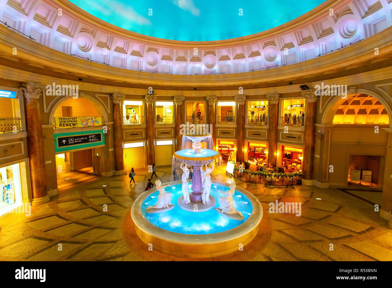 Tokyo, Japan - April 20 2018: Venus Fort is part of the Palette Town ...