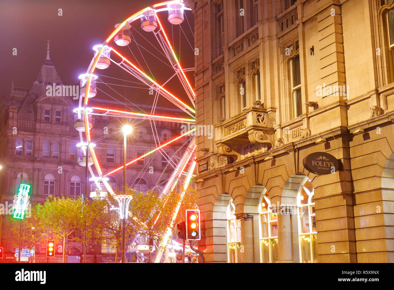 Long exposure of the big wheel tourist attraction in Leeds City Centre ...