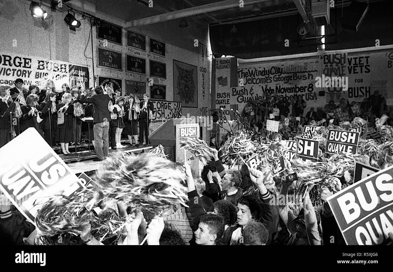 Chicago, Illinois. 10-28-1988 Vice-President George H.W. Bush campaign ...