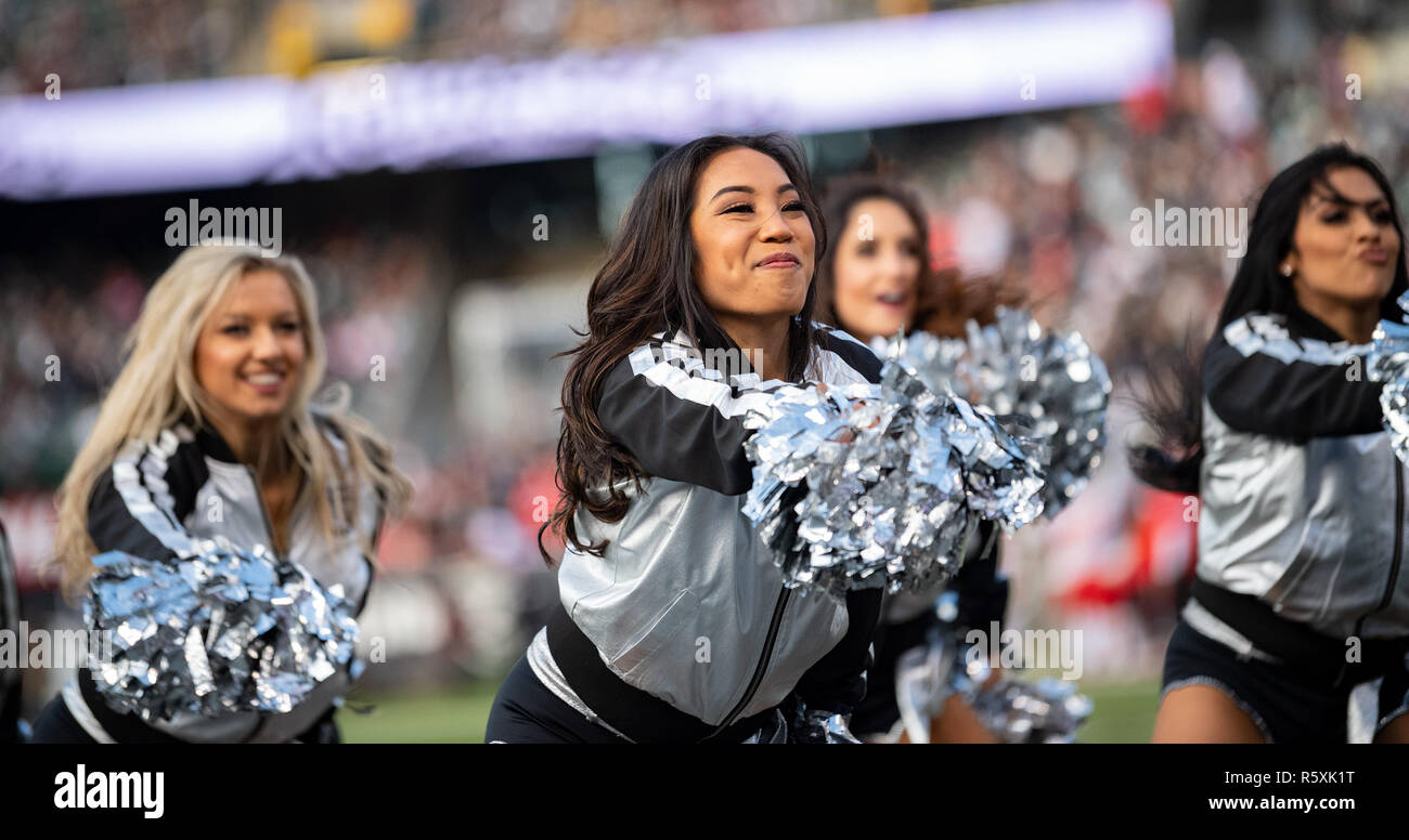 Oakland, California, USA. 02nd Dec, 2018. The Raiderettes entertain the ...