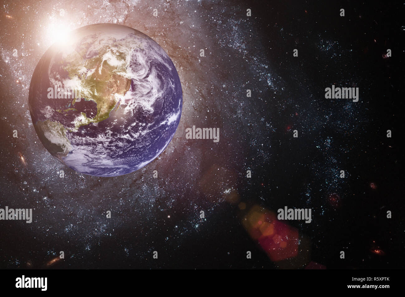 Earth and galaxy. Elements of this image furnished by NASA Stock Photo ...
