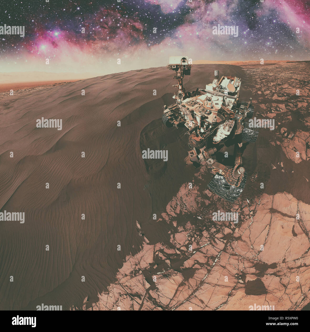Curiosity rover exploring the surface of Mars Stock Photo - Alamy