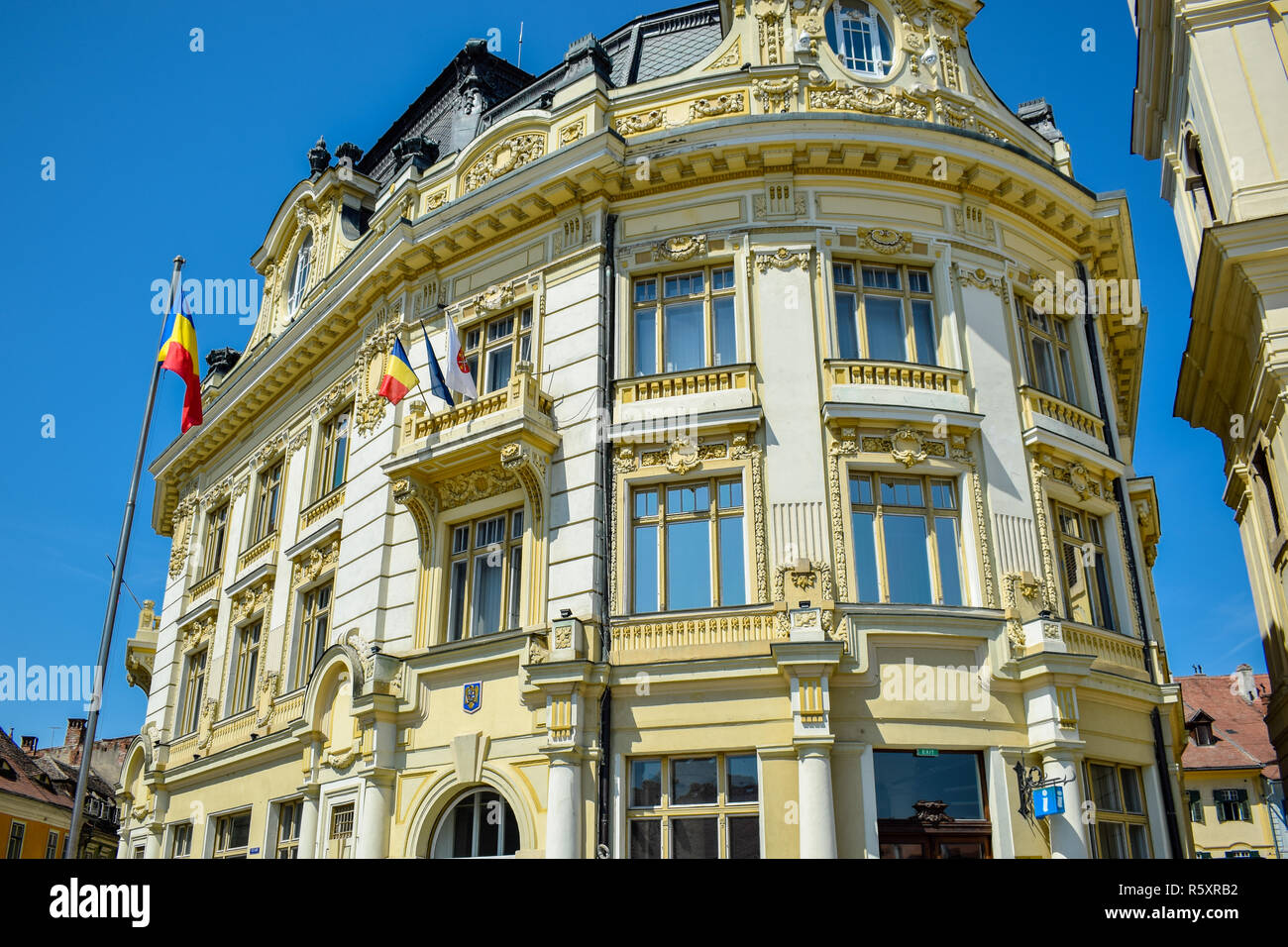 The City Hall Of Sibiu On The Large Square, Romania Stock Photo - Alamy