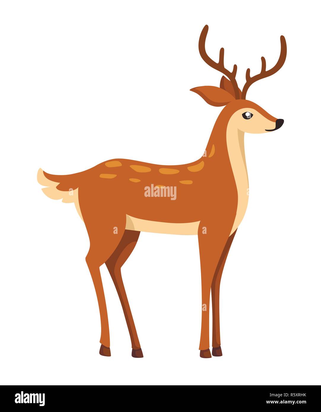 Brown deer. Hoofed ruminant mammals. Cartoon animal design. Cute deer ...