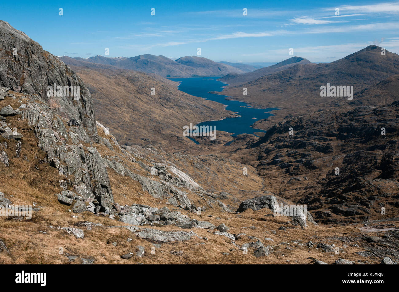 Loch Quoich and surrounding mountains from Ben Aden, Scotland Stock ...
