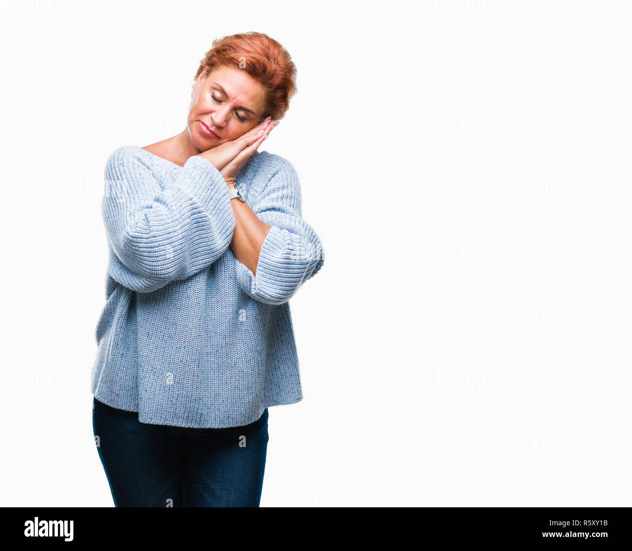 Portrait tired woman wearing Cut Out Stock Images & Pictures - Alamy