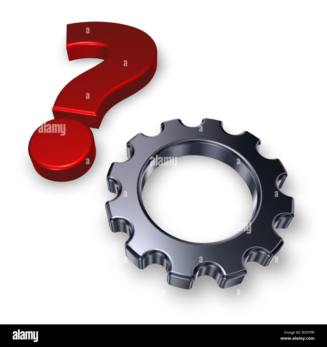 question mark and gear Stock Photo - Alamy