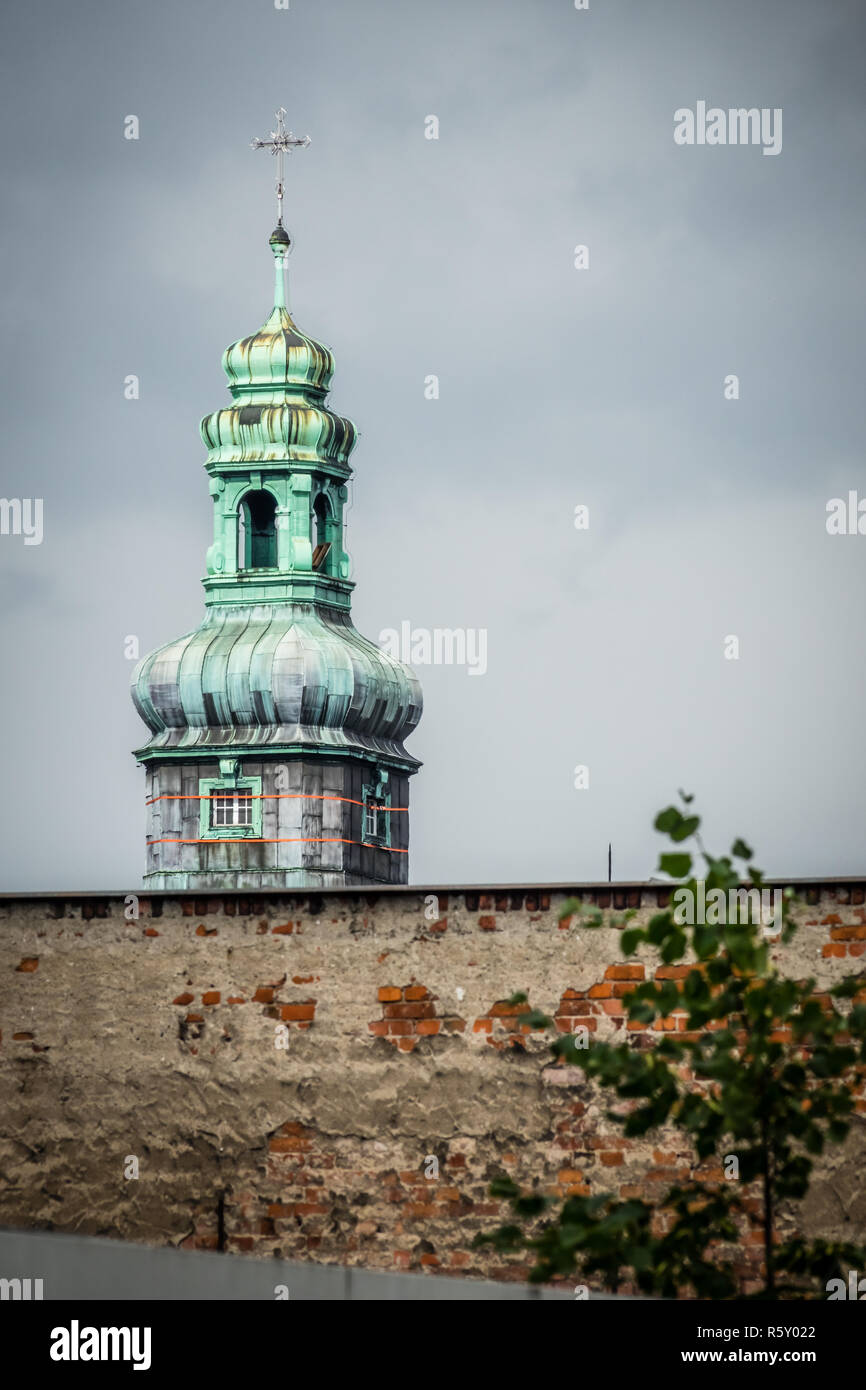 Tall bell tower of the Church of the Sacred Heart of Jesus Stock Photo ...