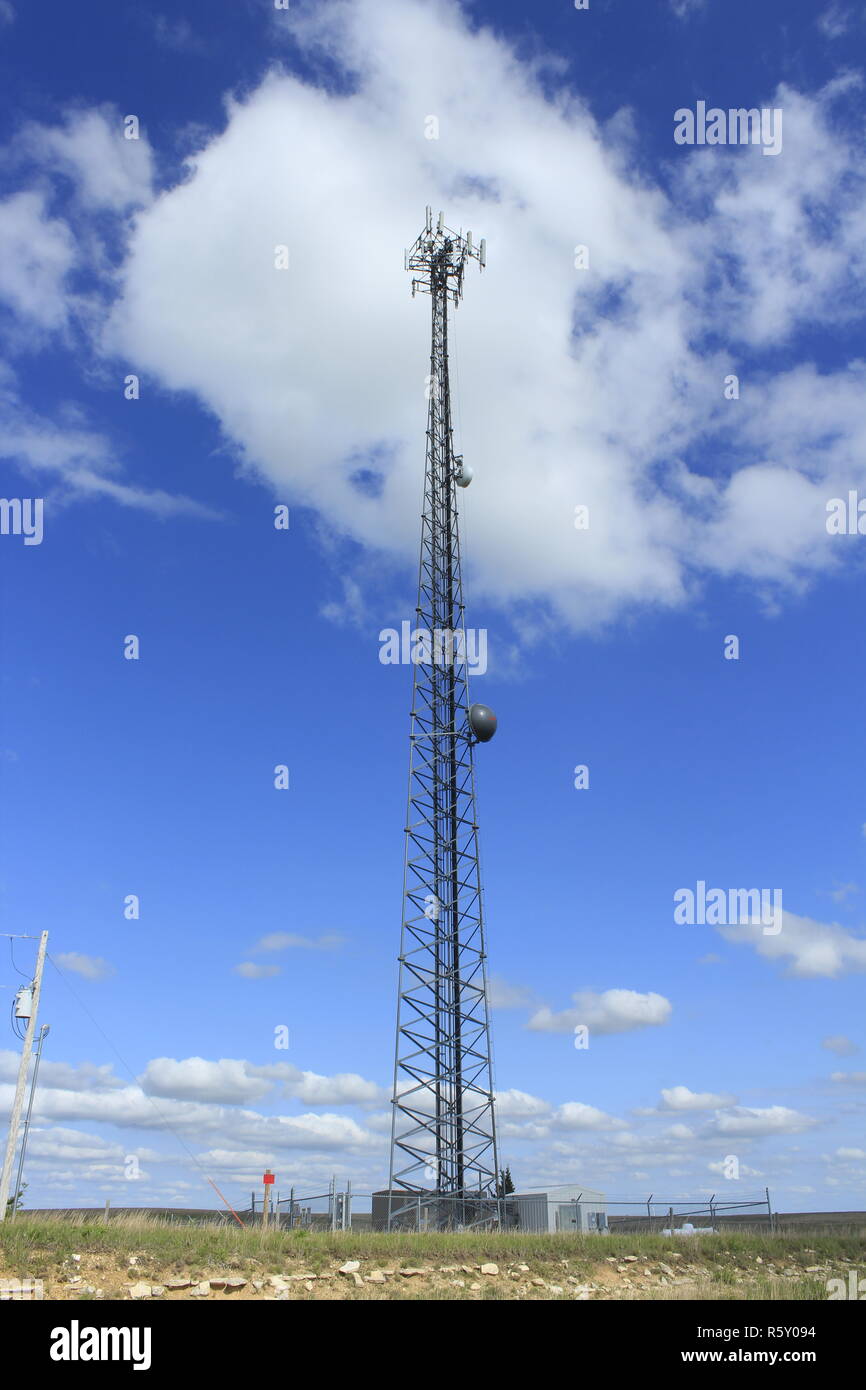 Cell Phone Tower with blue sky Stock Photo - Alamy