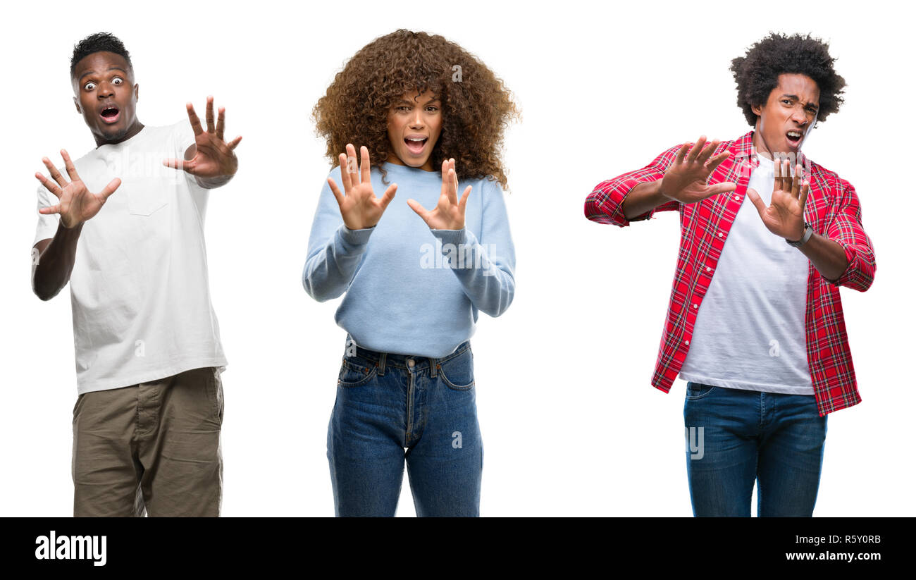 Collage of african american group of people over isolated background ...