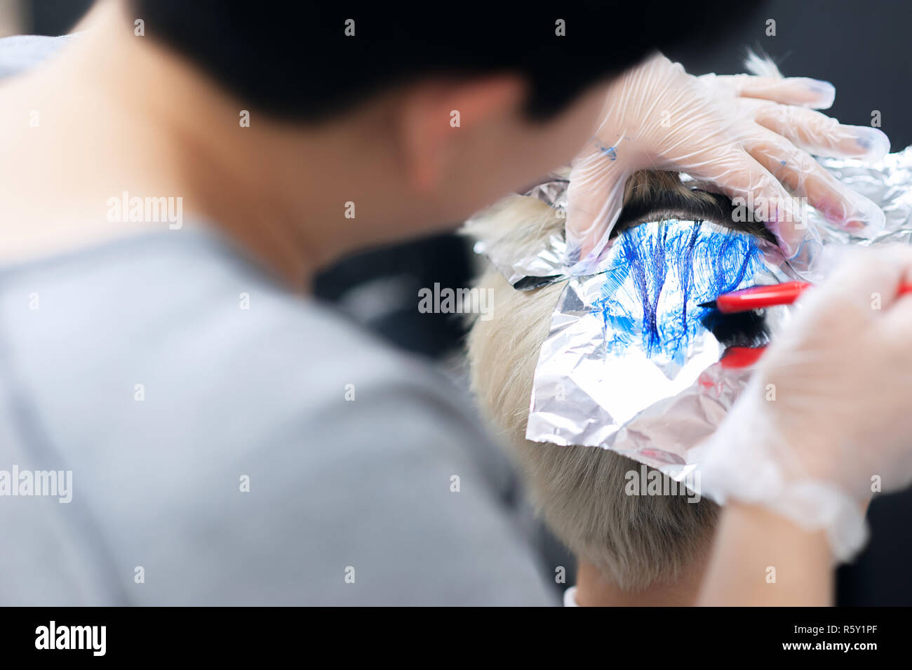 Women's haircut. Hairdresser, beauty salon. Professional hairdresser ...