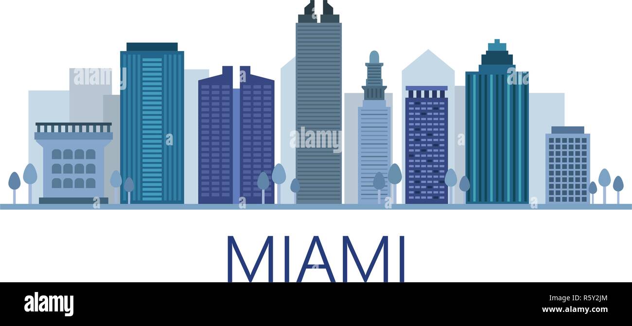 miami skyline on white background Stock Vector Image & Art - Alamy