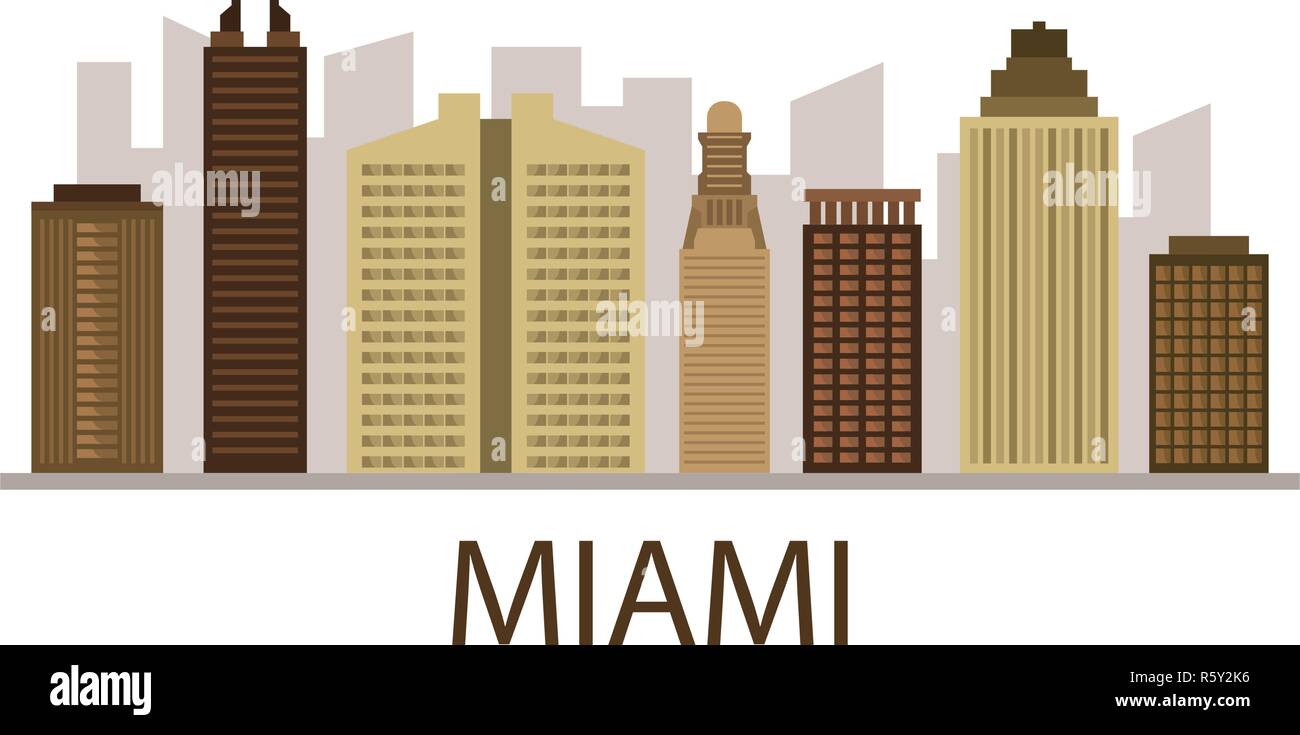 Miami city skyline panorama urban Stock Vector Images - Alamy