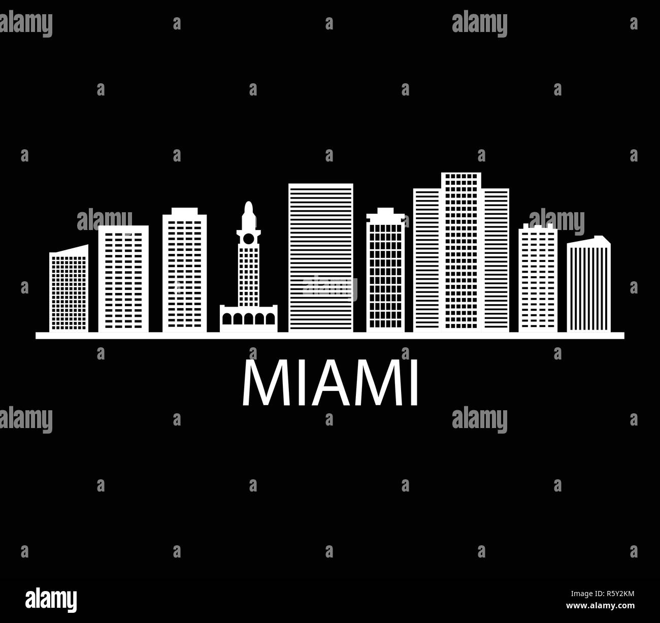 Panoramic view skyline miami Black and White Stock Photos & Images - Alamy