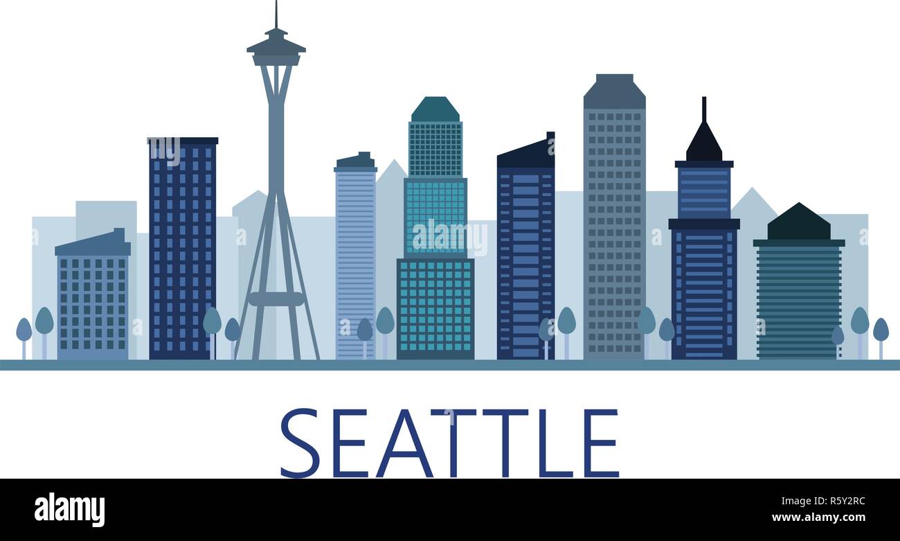 Seattle skyline on white Stock Vector Images - Alamy