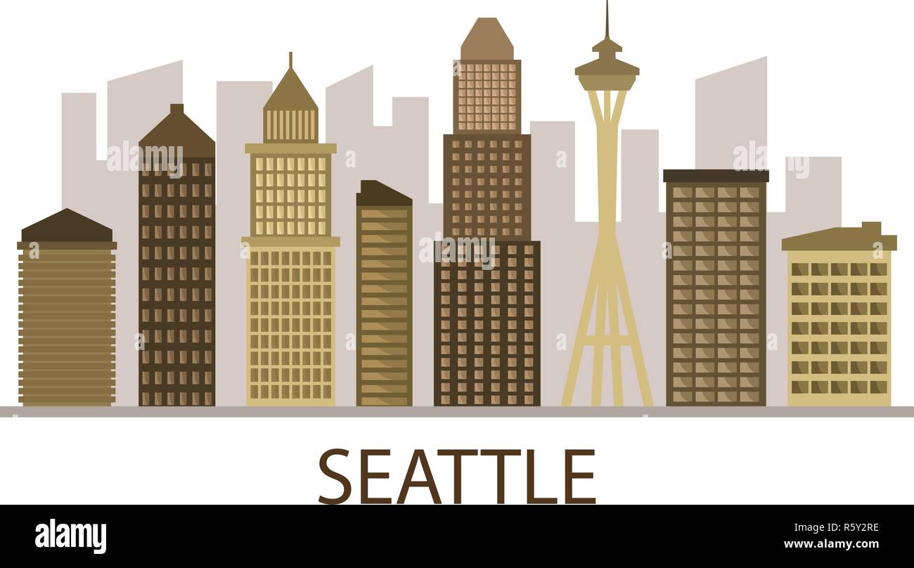 Seattle skyline on white Stock Vector Images - Alamy