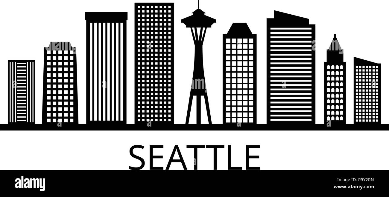 skyline seattle on a white background Stock Vector Image & Art - Alamy