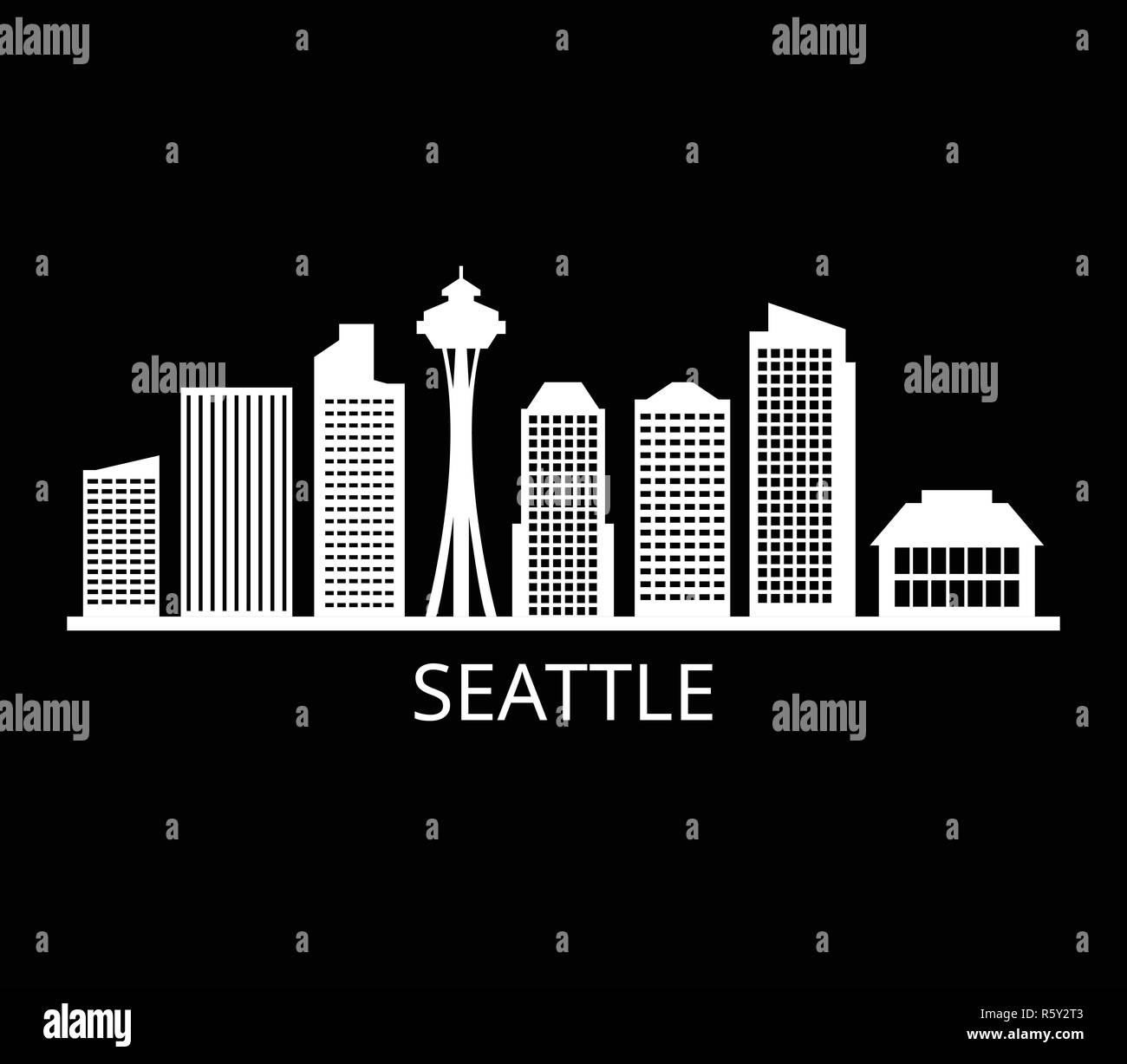 skyline seattle on a white background Stock Vector Image & Art - Alamy