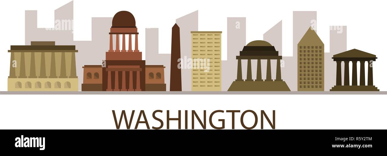 washington skyline on white background Stock Vector Image & Art - Alamy