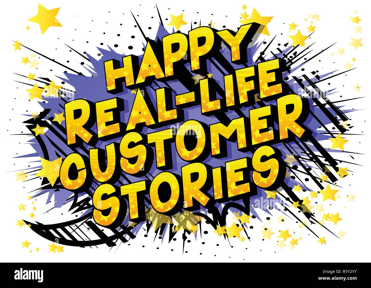 Happy Real-Life Customer Stories - Vector illustrated comic book style ...