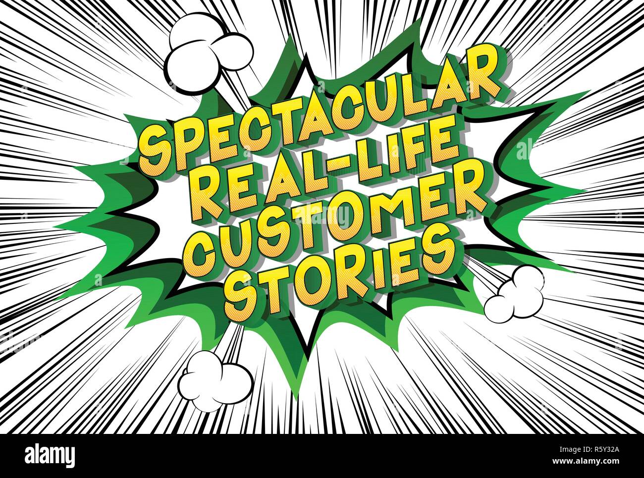 Spectacular Real-Life Customer Stories - Vector illustrated comic book ...