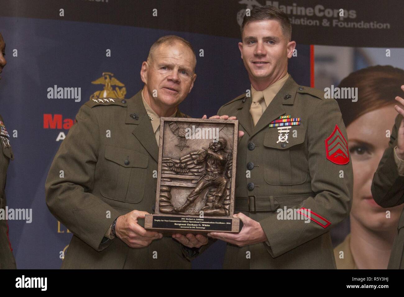 Commandant of the Marine Corps Gen. Robert B. Neller, left, poses for a ...