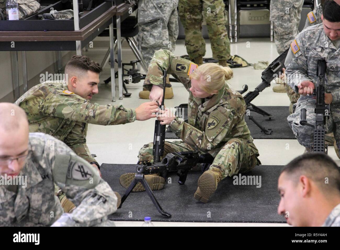 U.S. Army Reserve Sgt. Virginia Creed (right) and Pfc. Ethan Vidrine ...