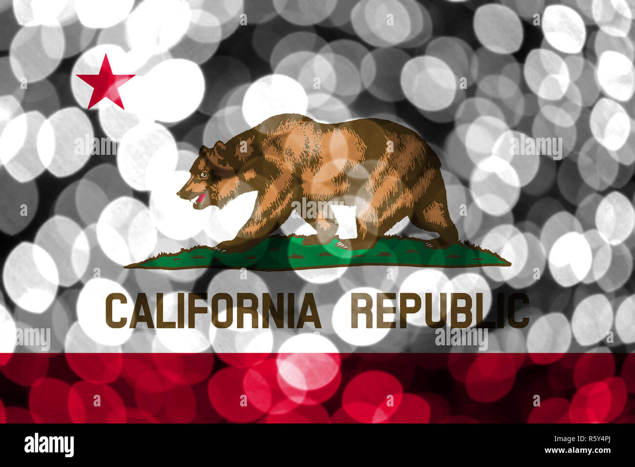 California abstract blurry bokeh flag. Christmas, New Year and National ...
