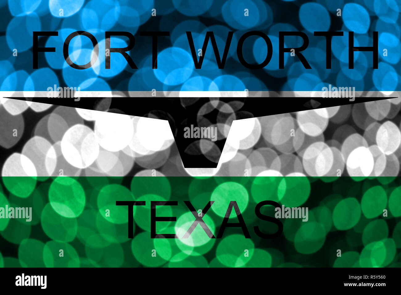 Fort Worth, Texas abstract blurry bokeh flag. Christmas, New Year and ...